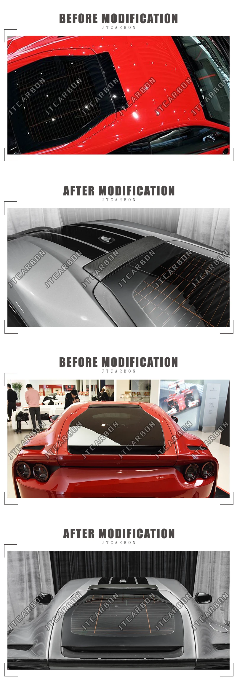 Auto Refit Parts Real Carbon Fiber Rear Window Roof Wing Spoiler For ...