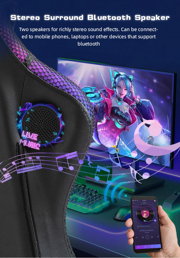 Wholesale Gaming Chair with Led Lights and Speakers Professional ...