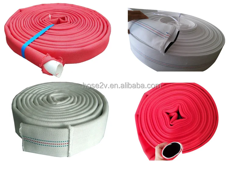 Red Single Jacket Weaved Fire Fighting Hose With Aluminum/brass Italy ...