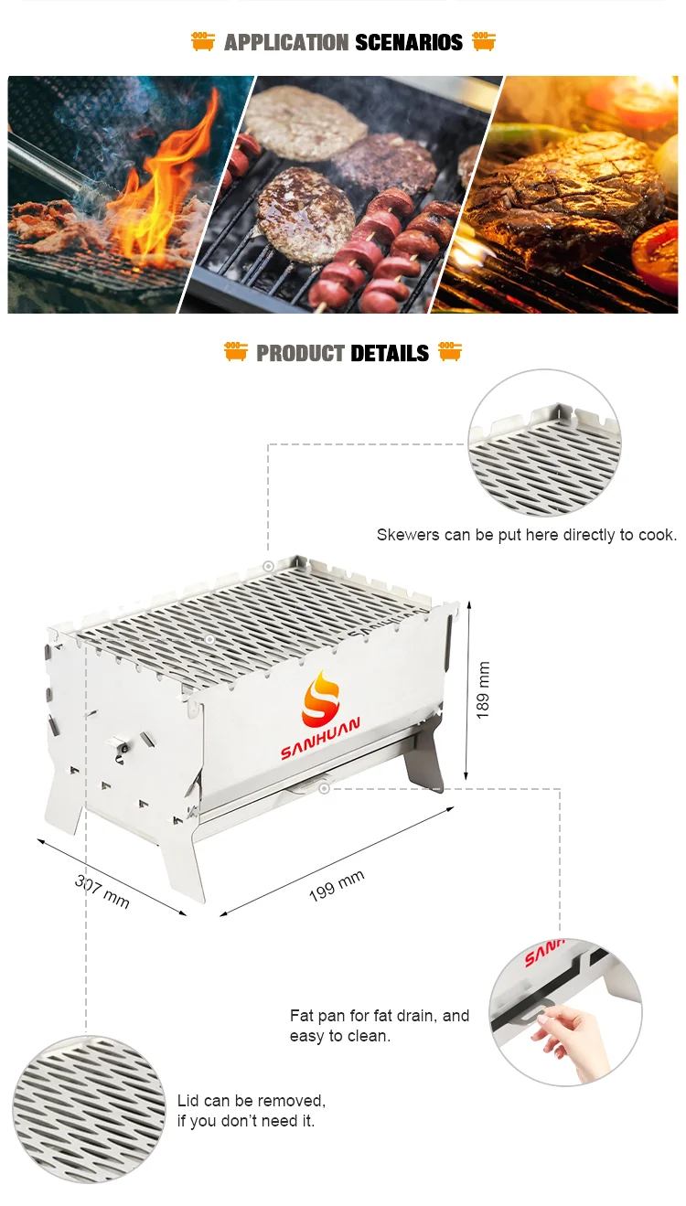 Sanhuan Mini Stainless Steel Portable Barbeque Outdoor Grill Gas ...