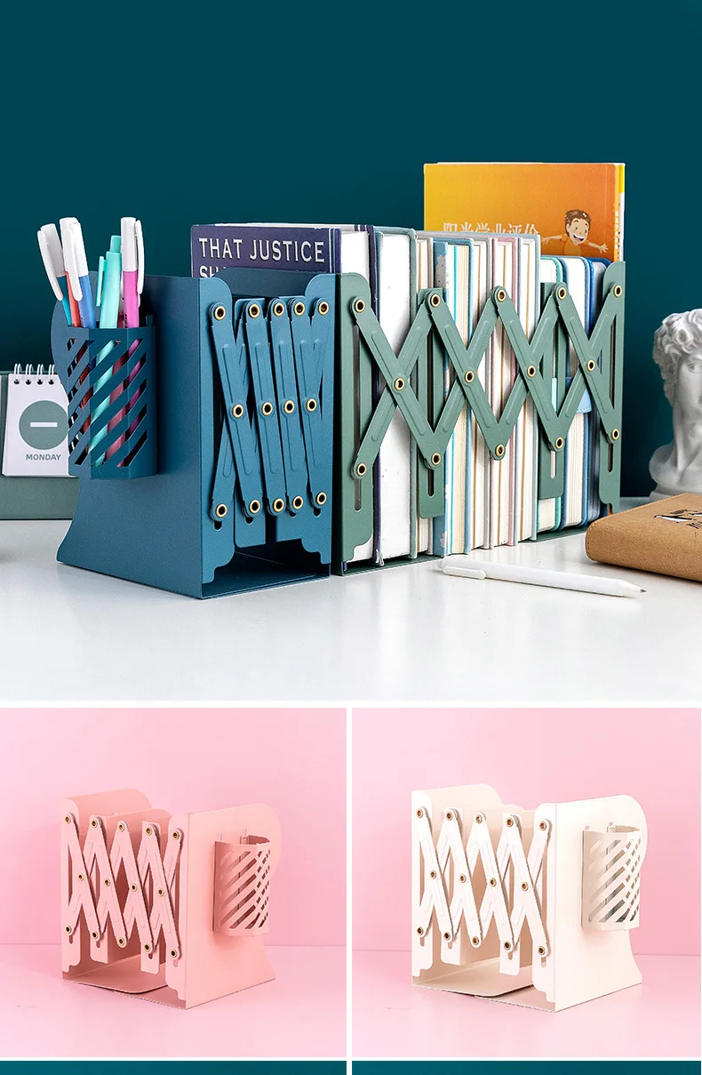 Retractable Bookends For Shelves Book Stand Adjustable Bookshelf With ...