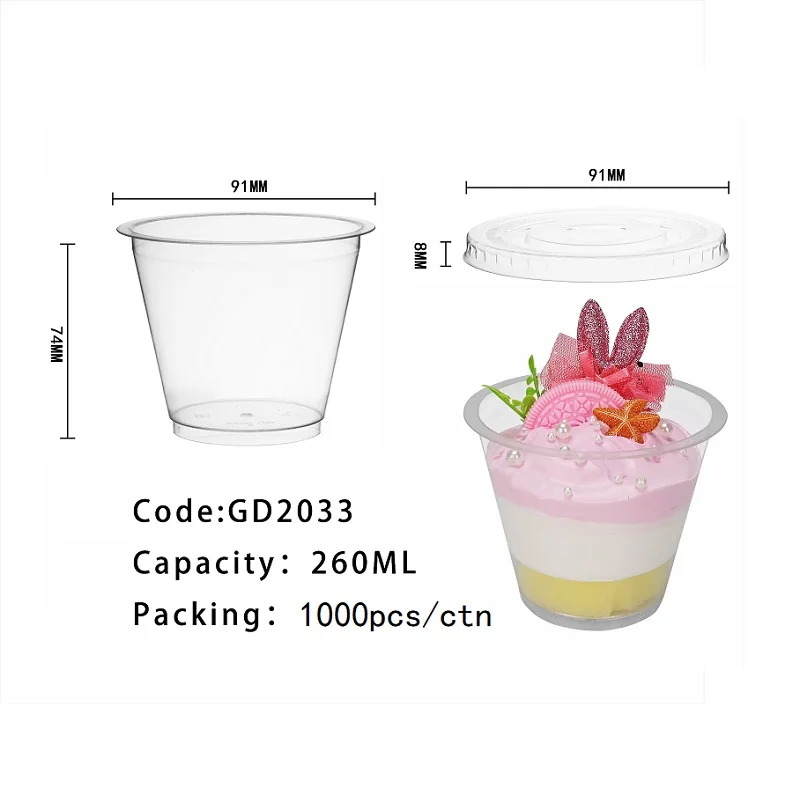 Wholesale Disposable Transparent PS Plastic Cups Lid Dessert Container ...