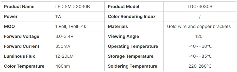 New Sale Ice Blue 3030 Smd Led Chip 1w Full Spectrum 480nm Ice Blue Smd ...