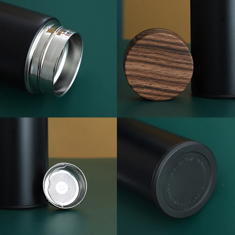 Wood Grain Lid Cover Straight Termos Stainless Steel Flask Thermos ...