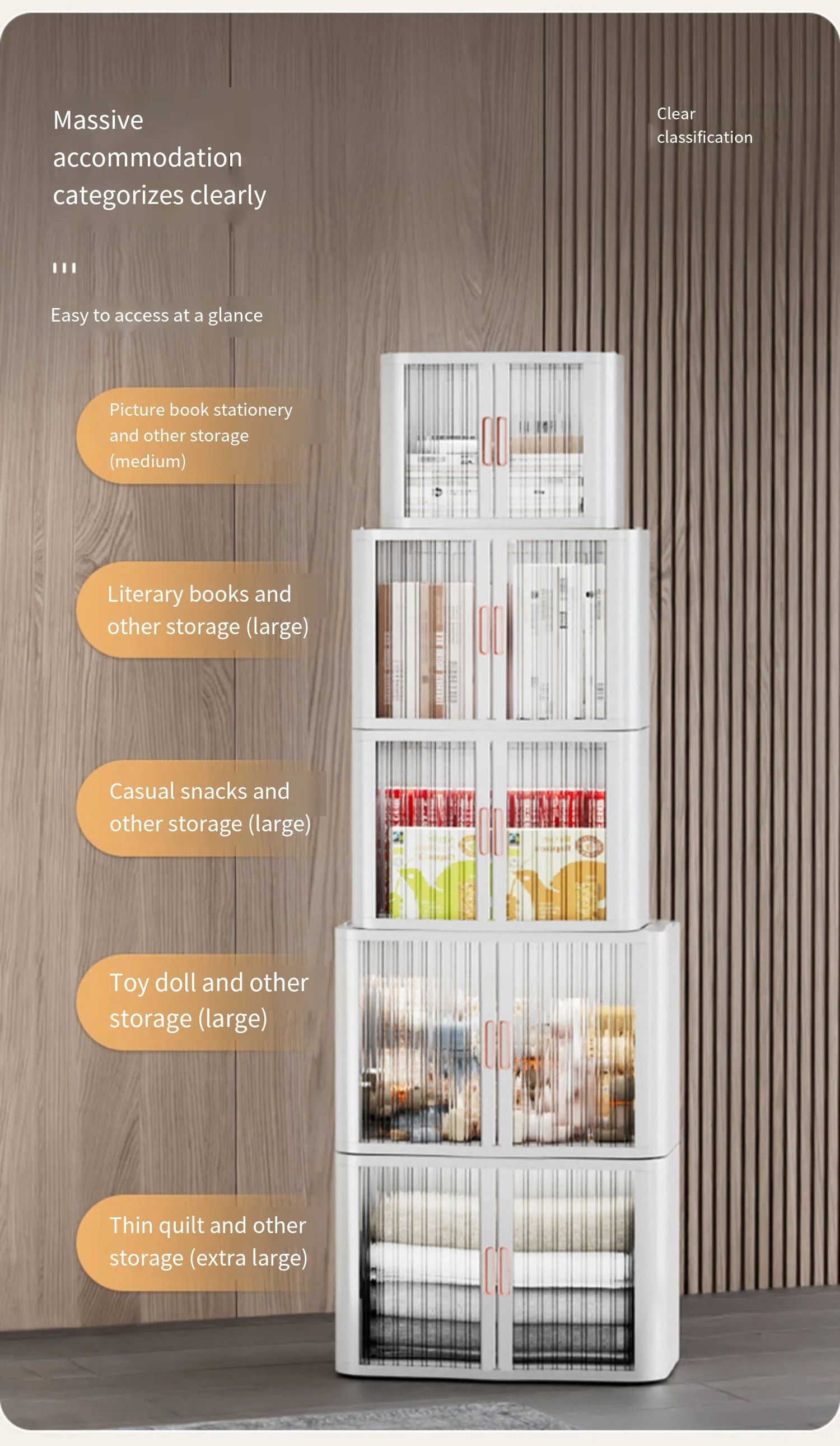 Stackable Rolling Curtain Folding Lid Storage Clear Plastic Box Shelves ...
