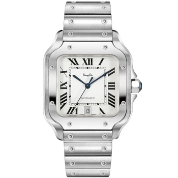 Luxury Automatic Date Square Wrist Watches For Men Full Screw Stainless ...