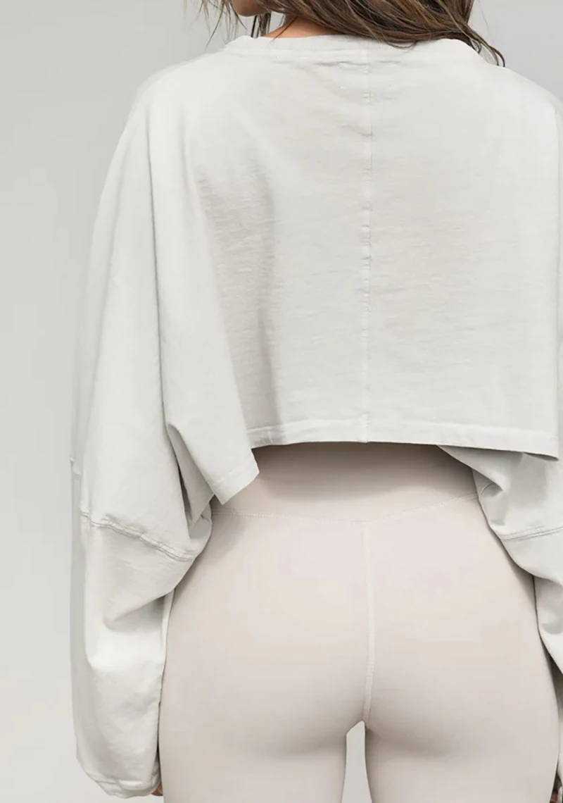 Custom Slouchy Crop Long Sleeve Lady Fitness Crop Top Hoodies T Shirt ...