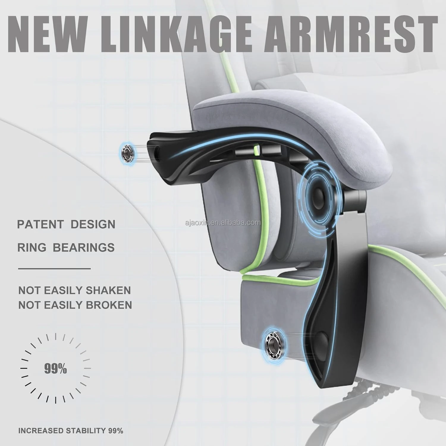 Green Line Design Grey Fabric Massage Game Chair With Footrest ...