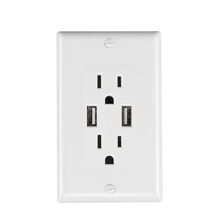USB wall socket outlet plug cover socket electrical outlet with 2 USB ...