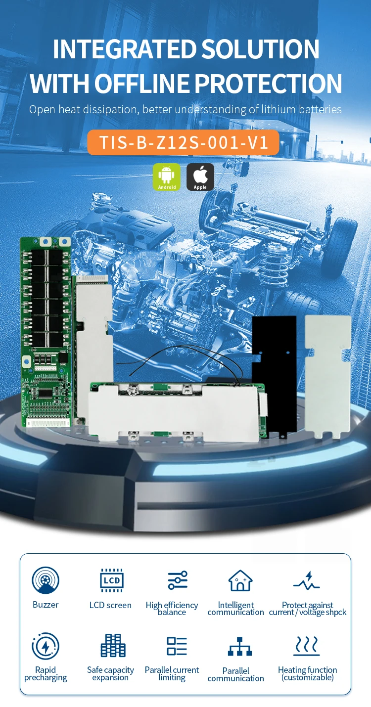 KLS Smart BMS Lifepo4 24s 72v 200a with BT UART CAN Communication