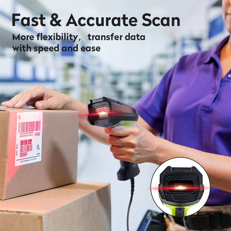 Corded Industrial Handheld Barcode Scanner JR SL3678-DB Industrial Scanner Gun 1D 2D Qr Barcode ...