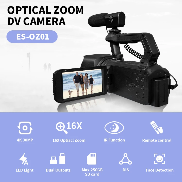 2023 New 4 Inch IPS Touch Panel 10X Optical Zoom 2.7K DV Camera