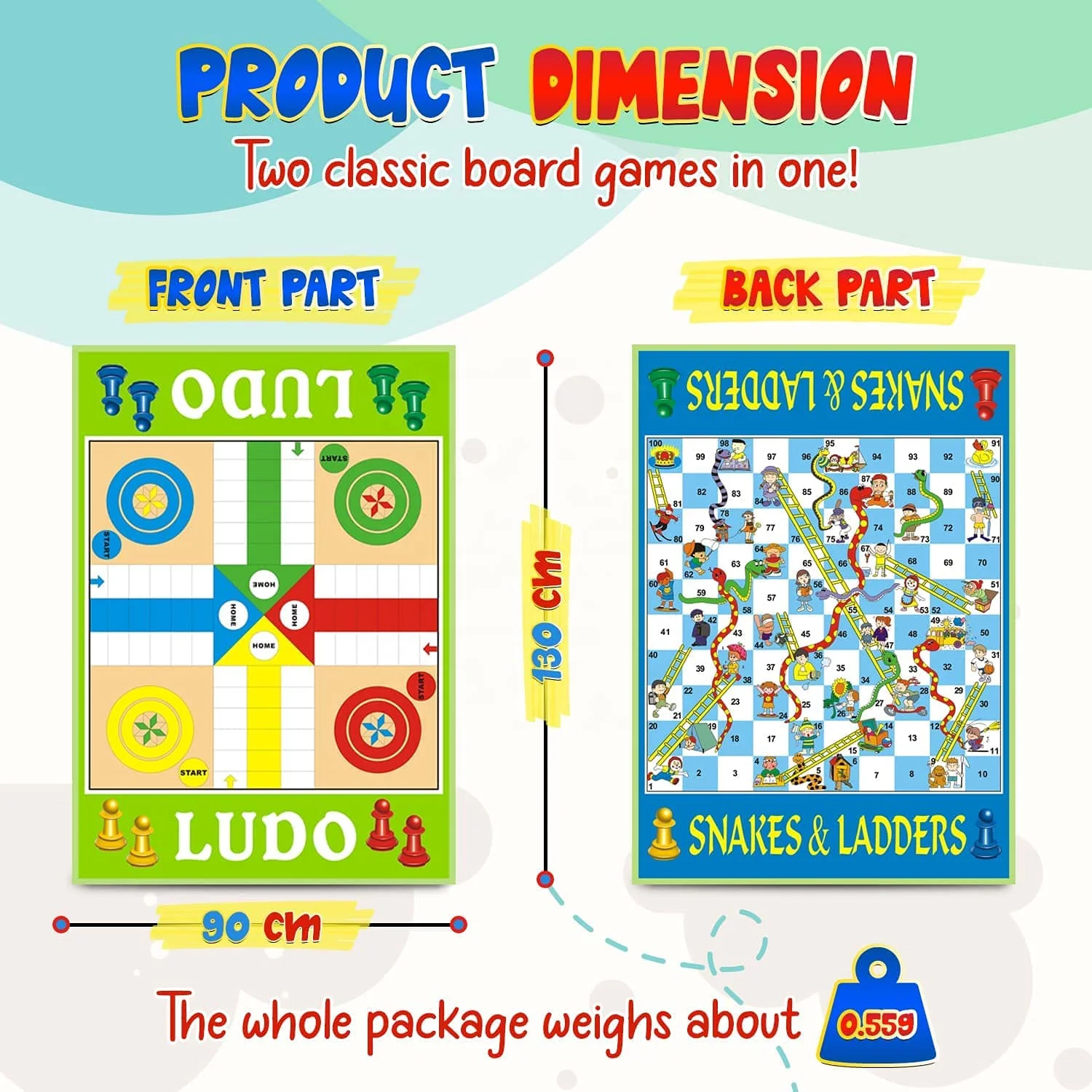 Tiktok Hot Selling 2022 Big Size Family Board Game Double-sided 2in1 Ludo Snake&Ladders Game Mat ...