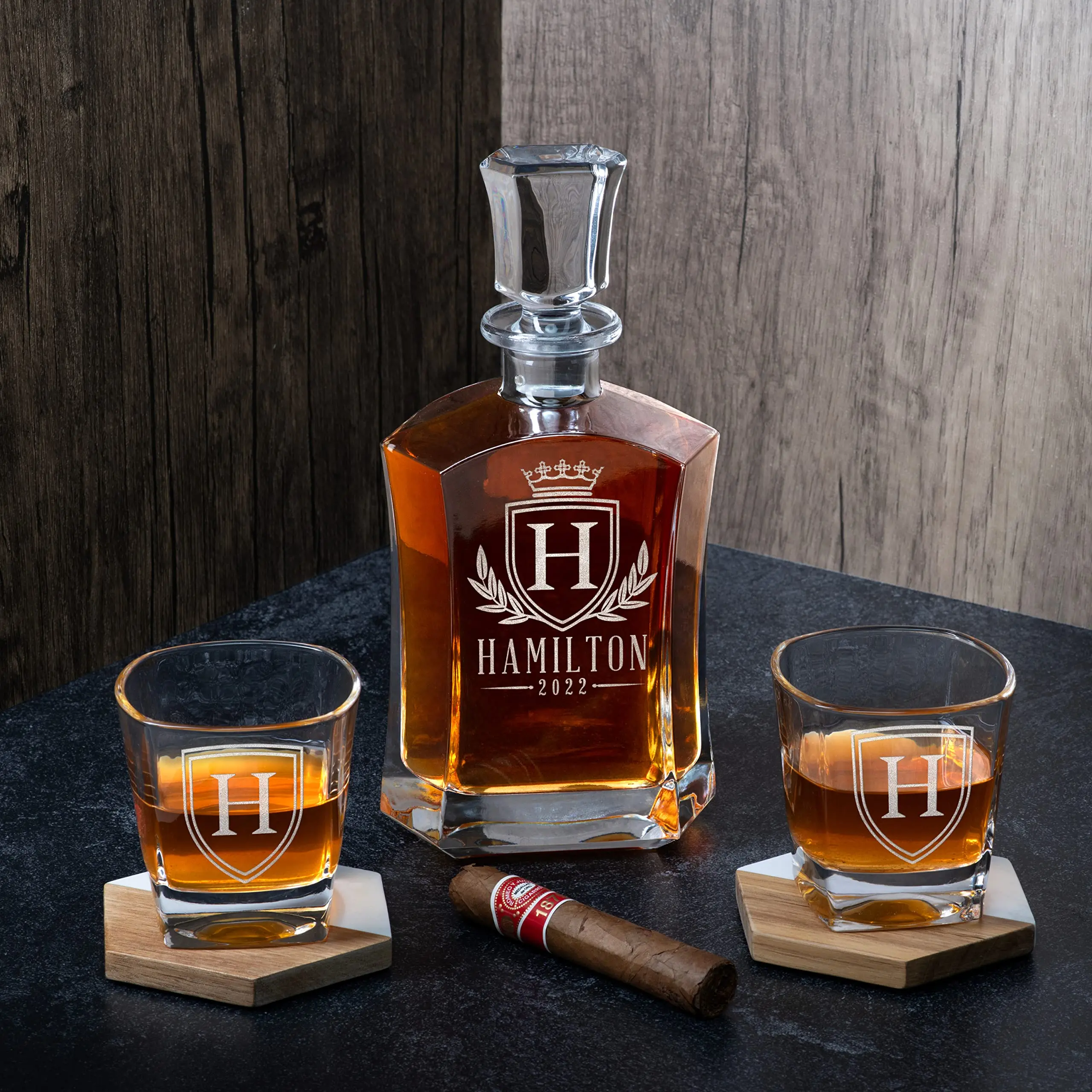 Custom Logo Engraved Liquor 25 Oz Personalized Glass Set