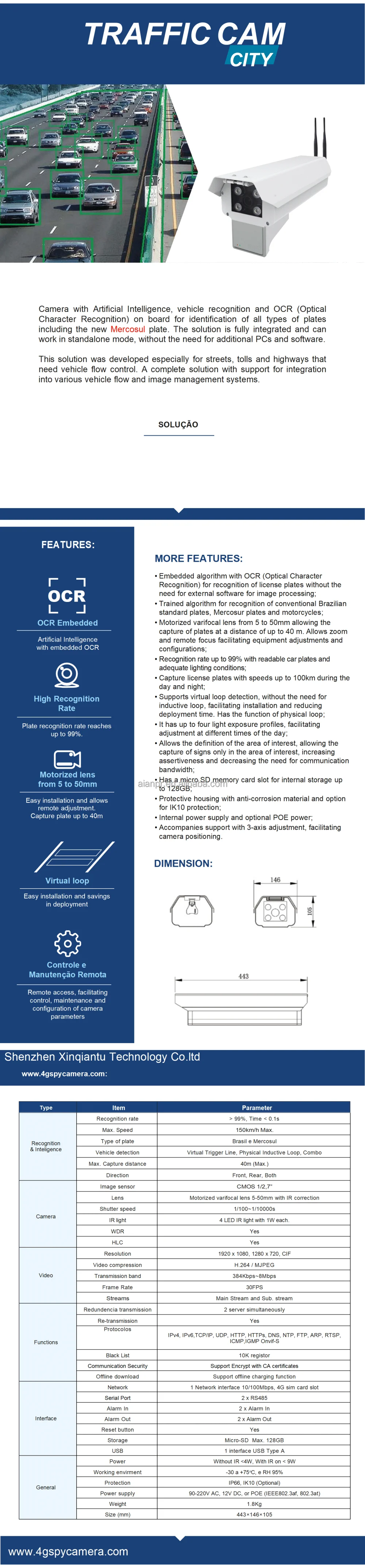 High-Speed 4G SIM Card ANPR LPR Radar Traffic Camera for Highway ...