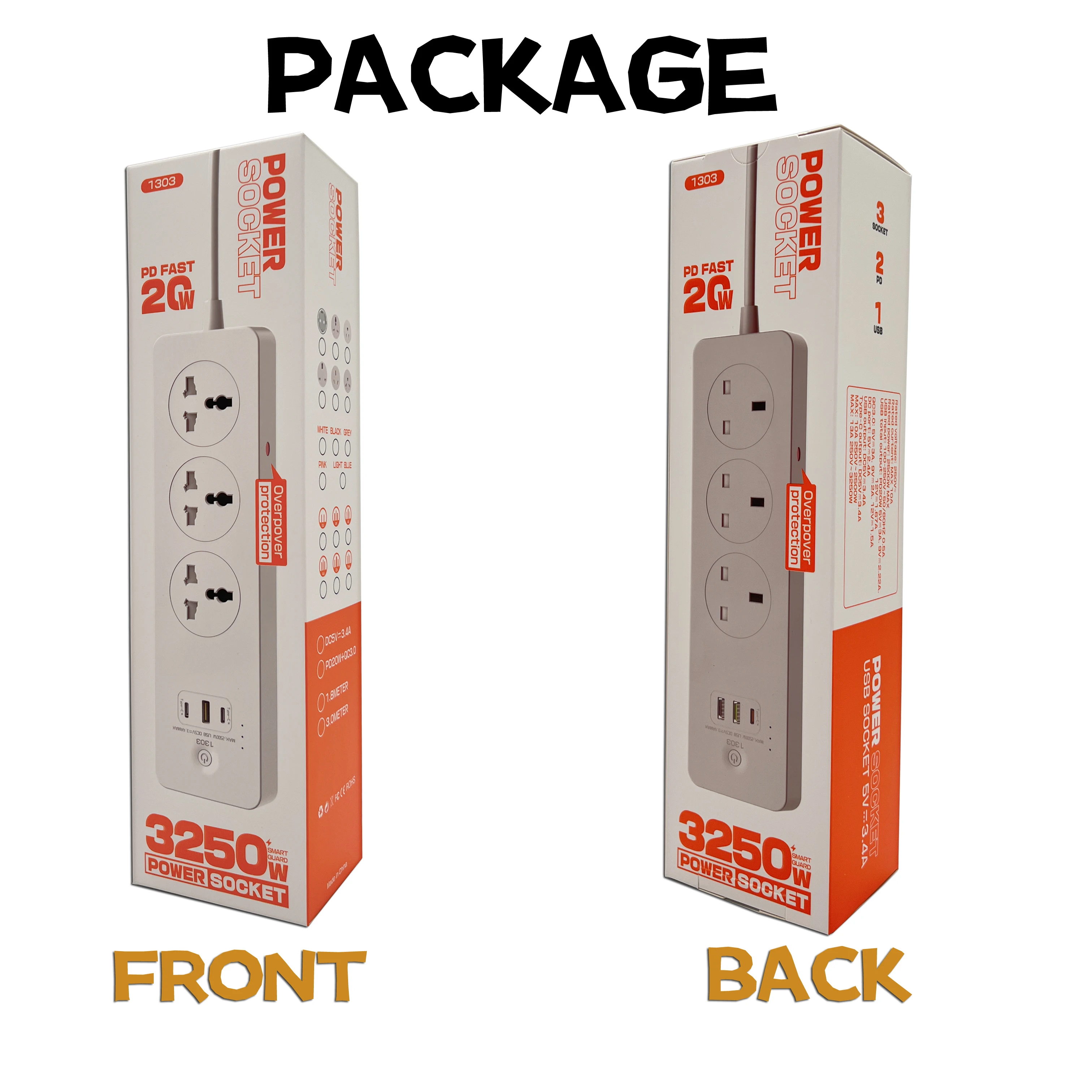 Custom Logo Thailand Socket Pd20w Fast Charge Power Strip With 3 ...