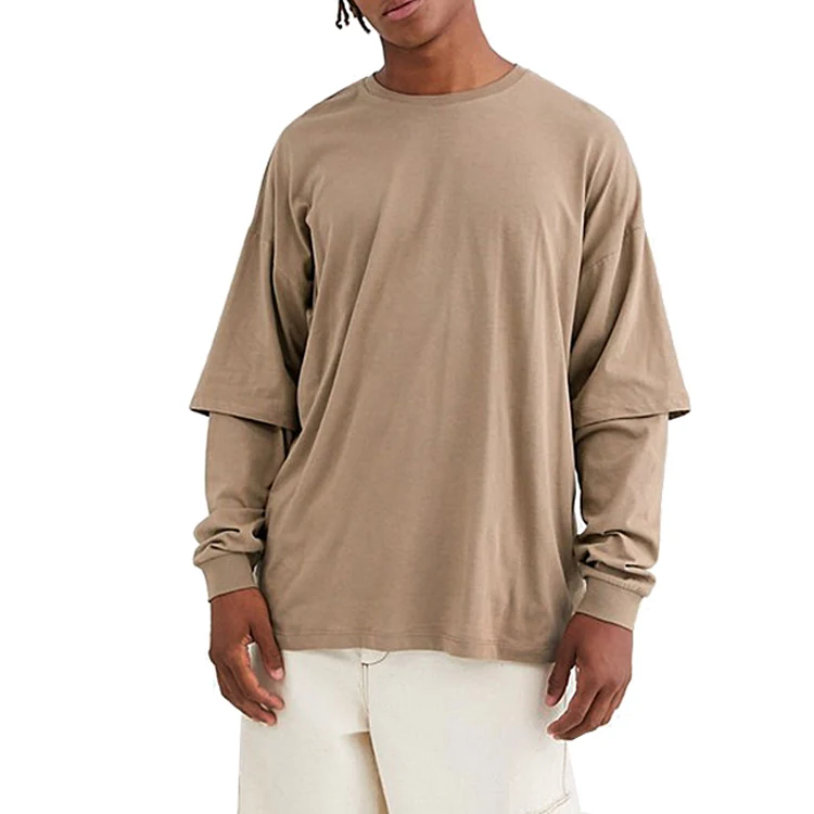 Custom Double Layer Long Sleeve Tee Shirt - Unisex 2 in 1