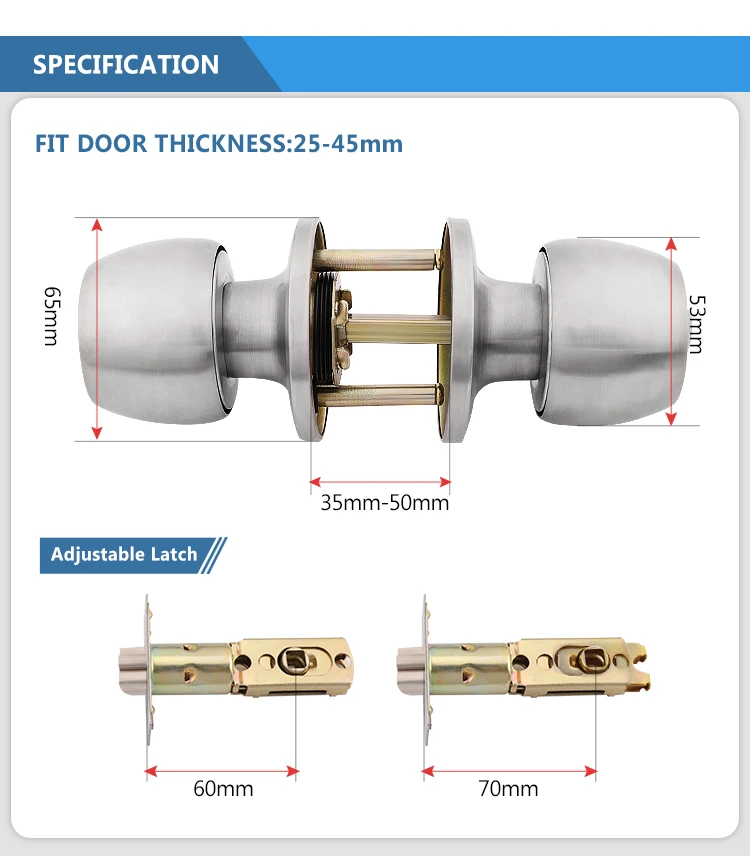ROEASY Stainless Steel Knob Lockset - Privacy & Security