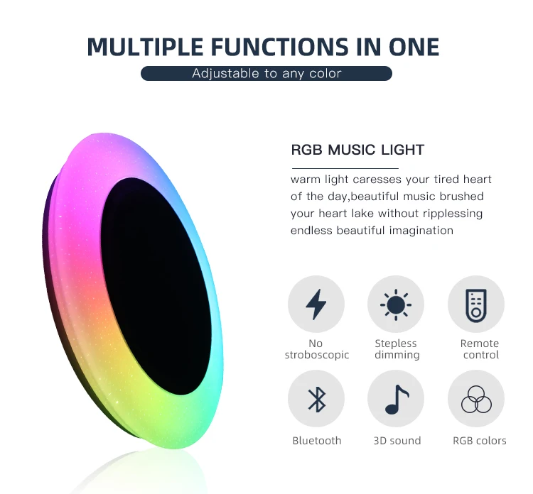 Indoor Living Room Lighting Surface Mounted Dimming Rgb Colors 24w Led ...