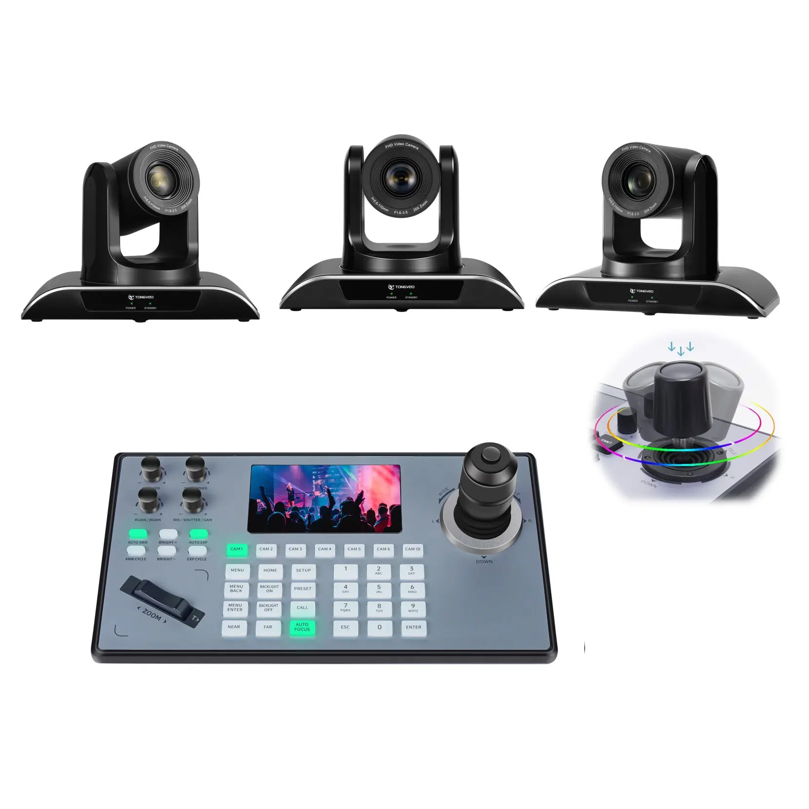 Real-time Monitoring KB200Pro NDI POE PTZ Keyboard Joystick Controller ...