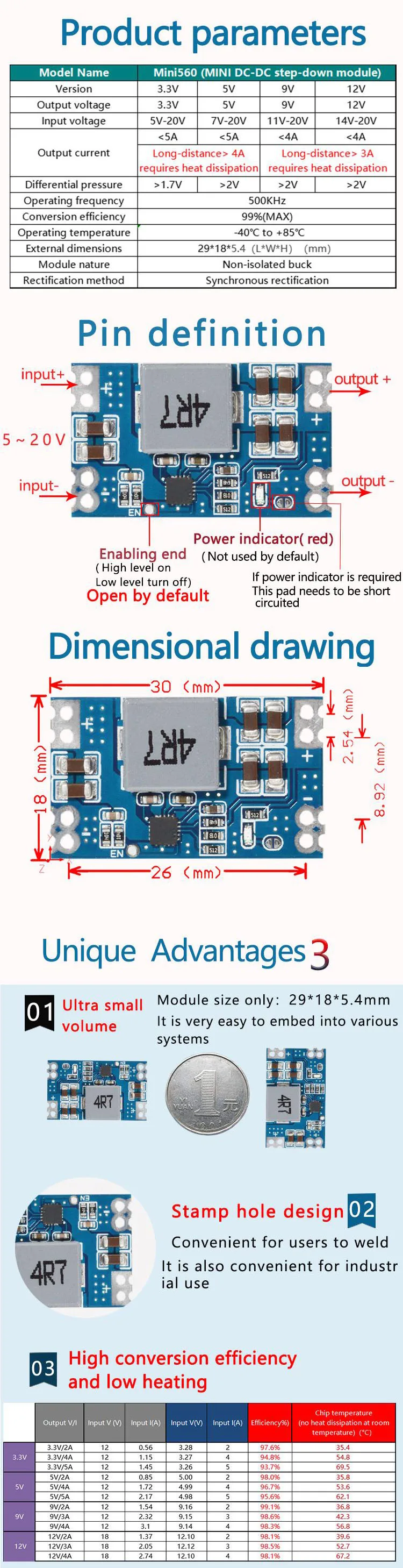 5a Mini560 Step Down Dc-dc Converter Voltage Regulator Buck Stabilized ...