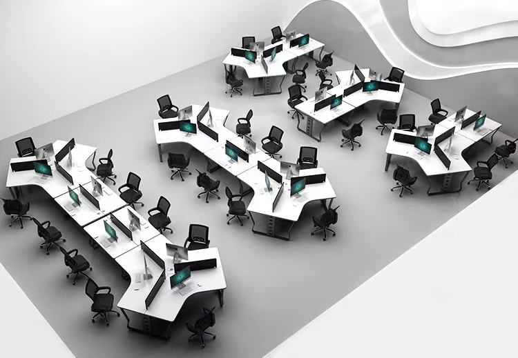 Modern Office Desk - 5 Workstation Call Center Setup