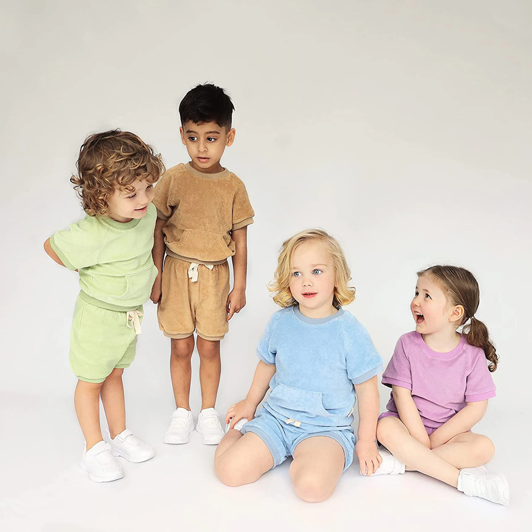 Toddler Terry Cloth Shorts Set Sustainable Kids Towel Cloth Tshirt and ...