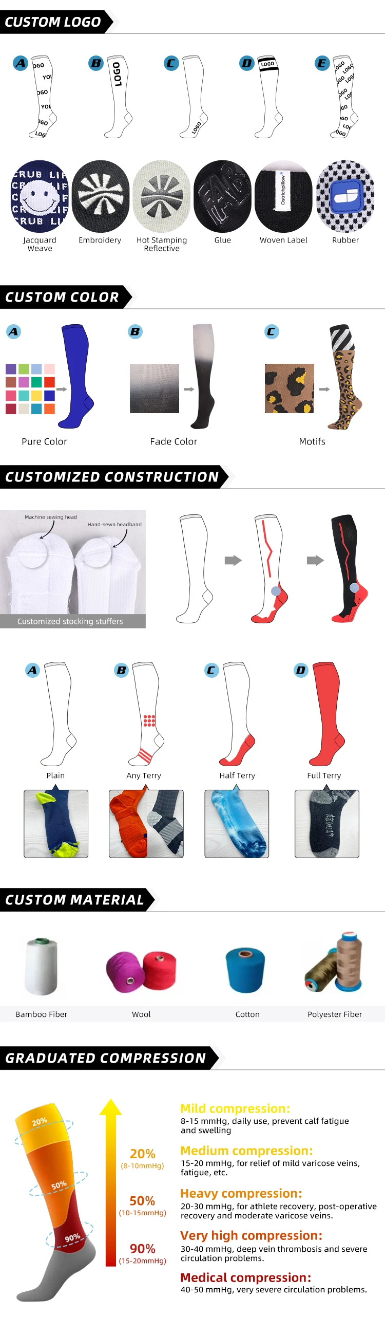 Zhongzhi Pink Compression Socks - Anti-Bacterial & Durable