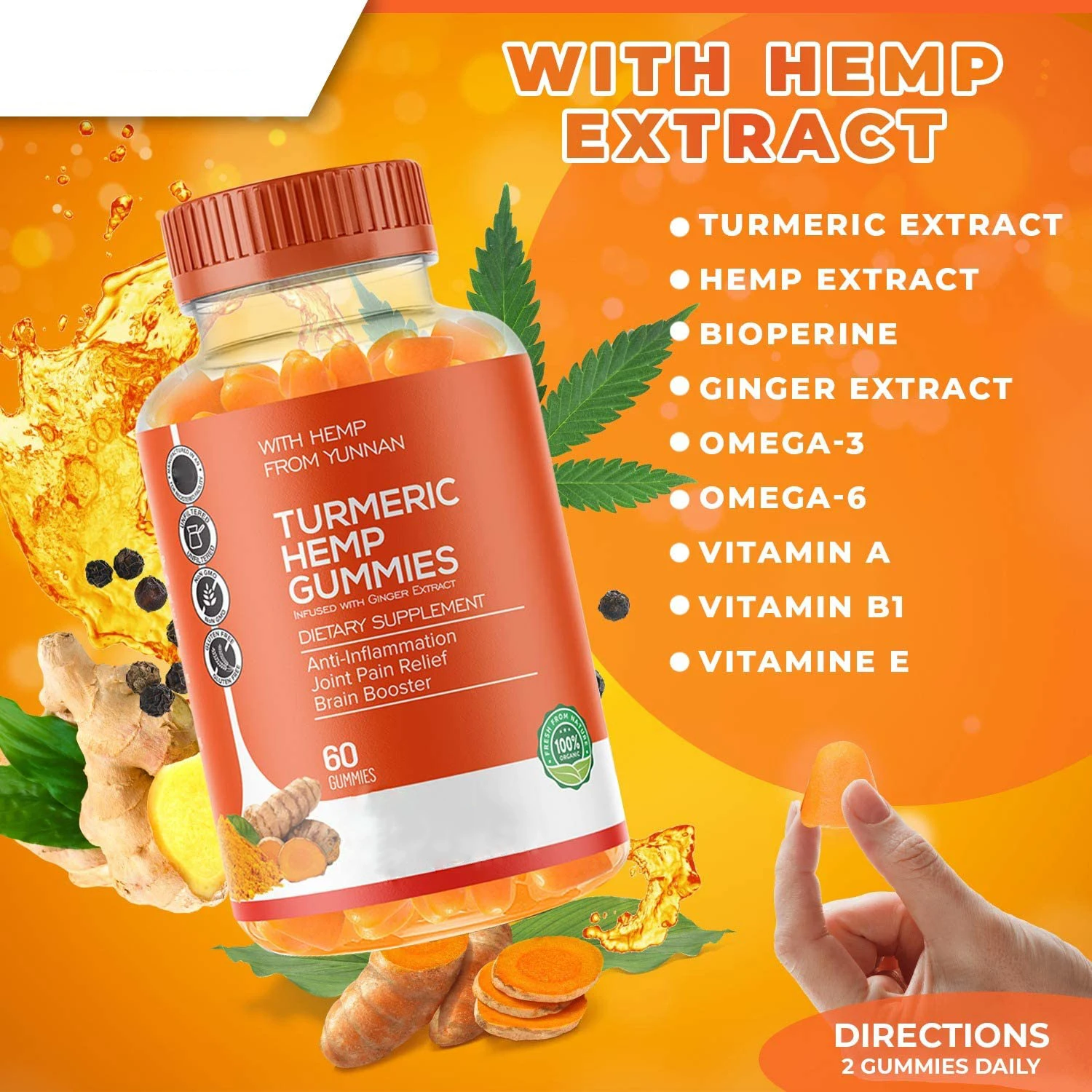 Turmeric Gummy Health Supplements Pain Relax Joint Heart Immune Support ...