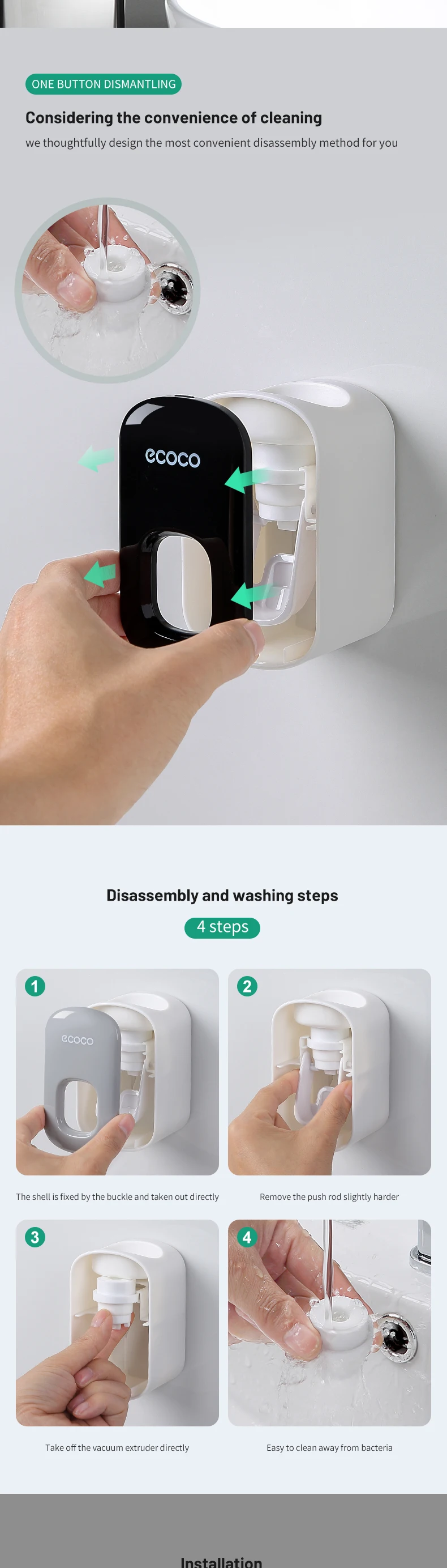 Ecoco Wall Mounted Multipurpose Smart Automatic Toothpaste Dispenser ...