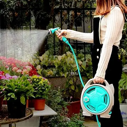 Mini Portable Garden Hose Reel Cart with Water Spray Gun