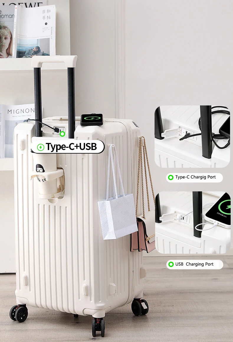 With Cup Holder Five Wheels Large Capacity Cross-border Luggage For ...