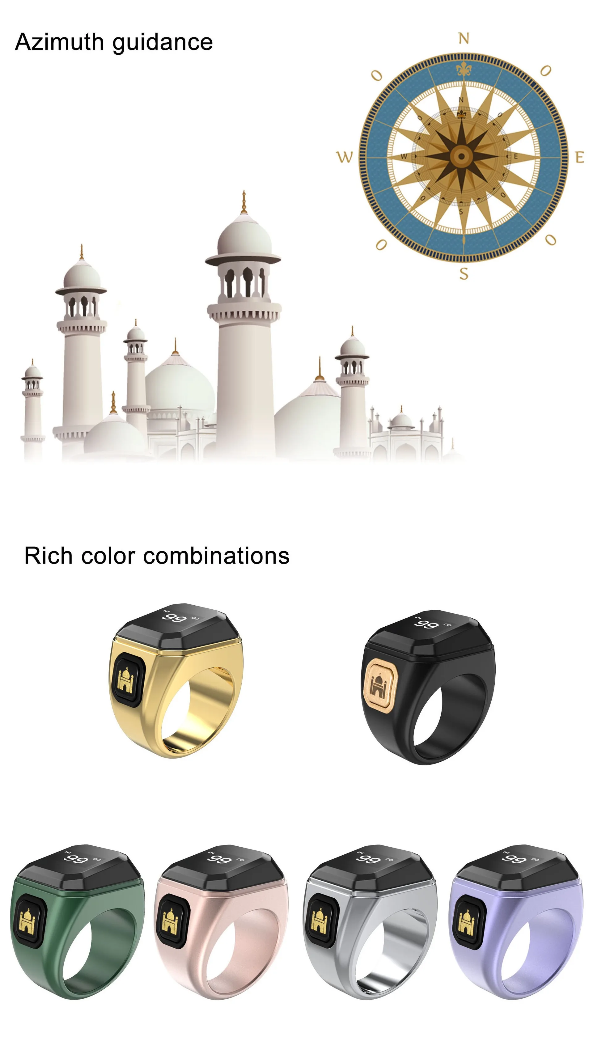 Digital Metal Rotatable Waterproof Muslin Iqibla Smart Tasbih Zikr ...