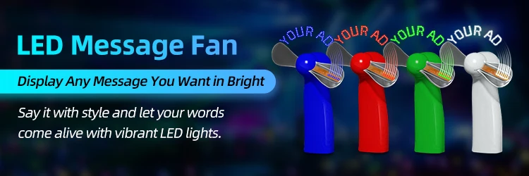 Programmable Message Fan Rechargeable LED Fan Portable Mini Custom ...