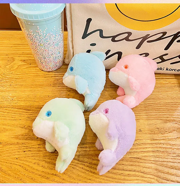 12cm Cute Soft Stuffed Plush Dolphin Keychain Stuffed Toy Couple Doll ...
