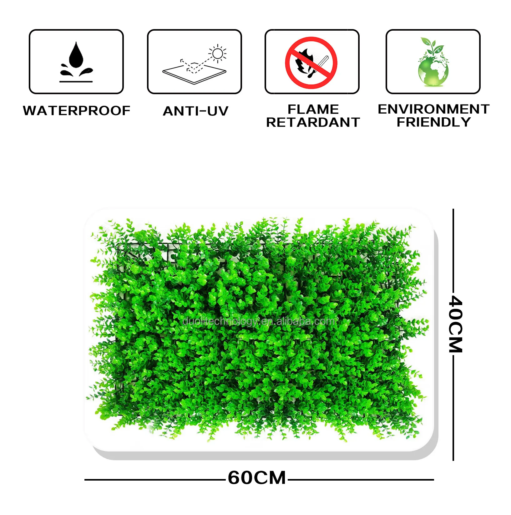 Doleader Synthetic Grass Fence Panel Garden Decor Boxwood Panels ...