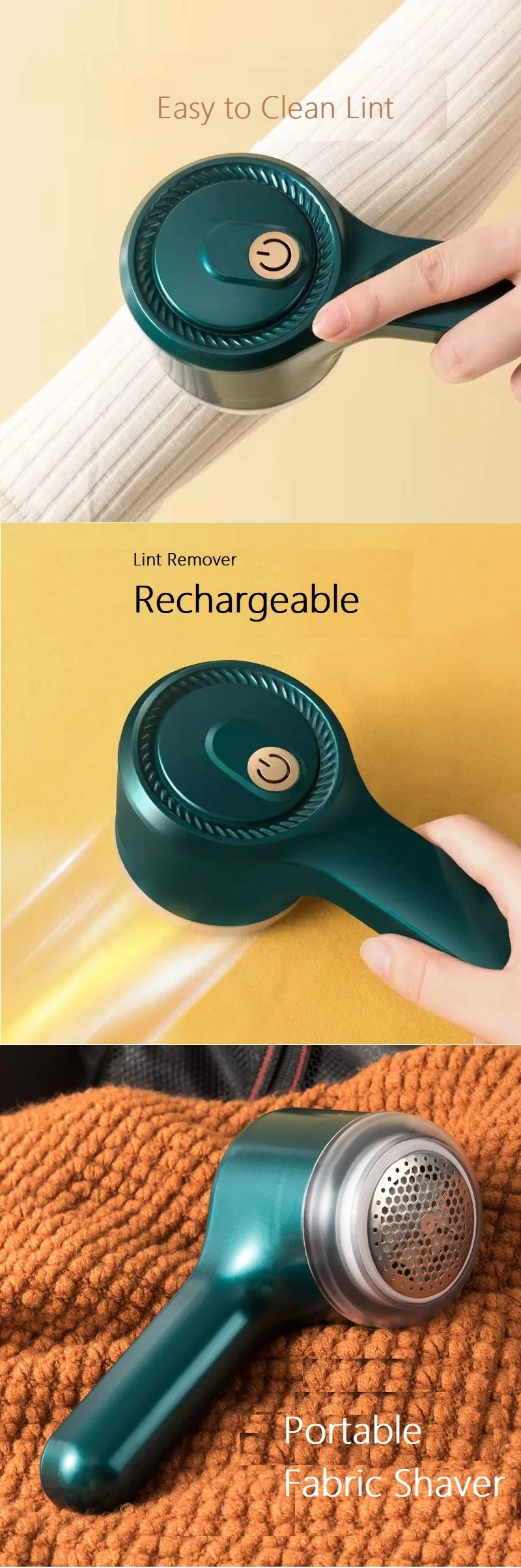 Efficient Fabric Lint Shaver - Portable and Rechargeable