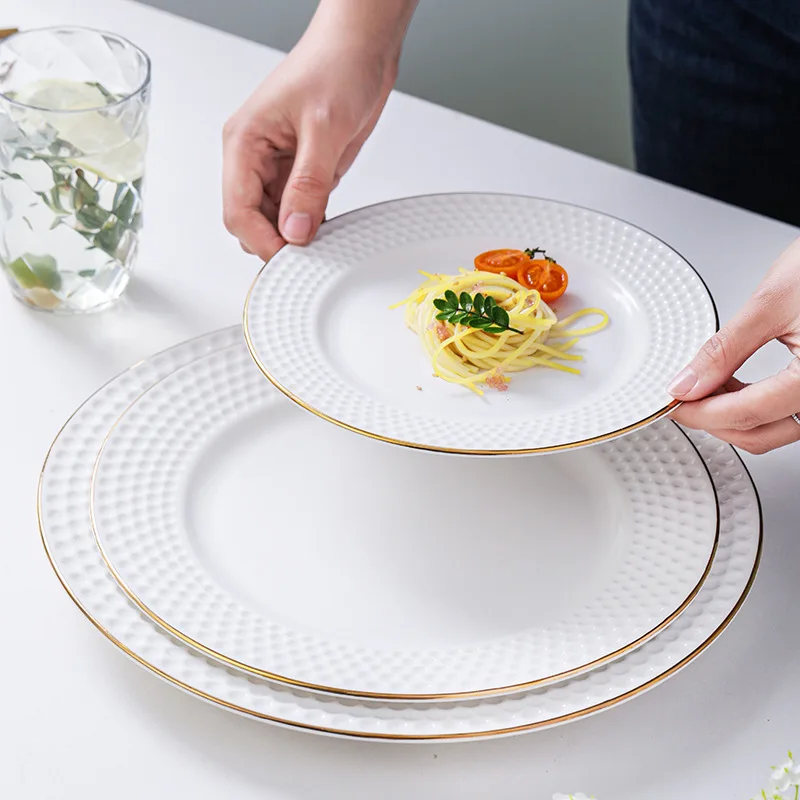 Classic Minimalist White Ceramic Plates Set For Dishes & Plates