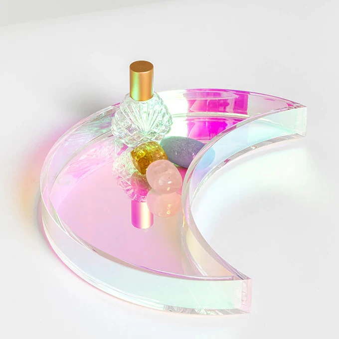 Rainbow Shaped Serving Tray - Iridescent Acrylic Perfume Tray
