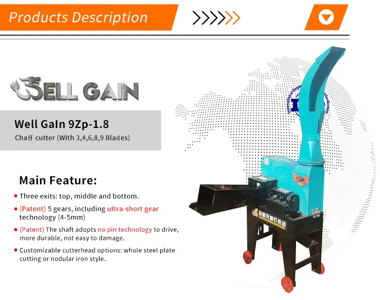 Cattle Forage Silage Hay Paddy Straw Stalk Grass Chopper Crusher Chaff ...