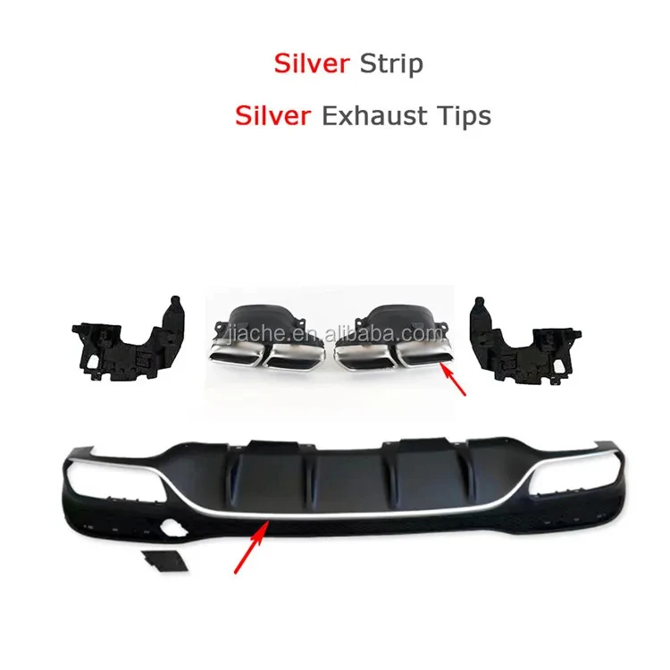 Pp Black Rear Bumper Lip Diffuser With Exhaust Tips For Mercedes Benz ...
