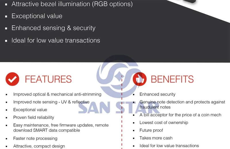 BV30 Compact Bill Acceptor - Reliable Vending Machine Part