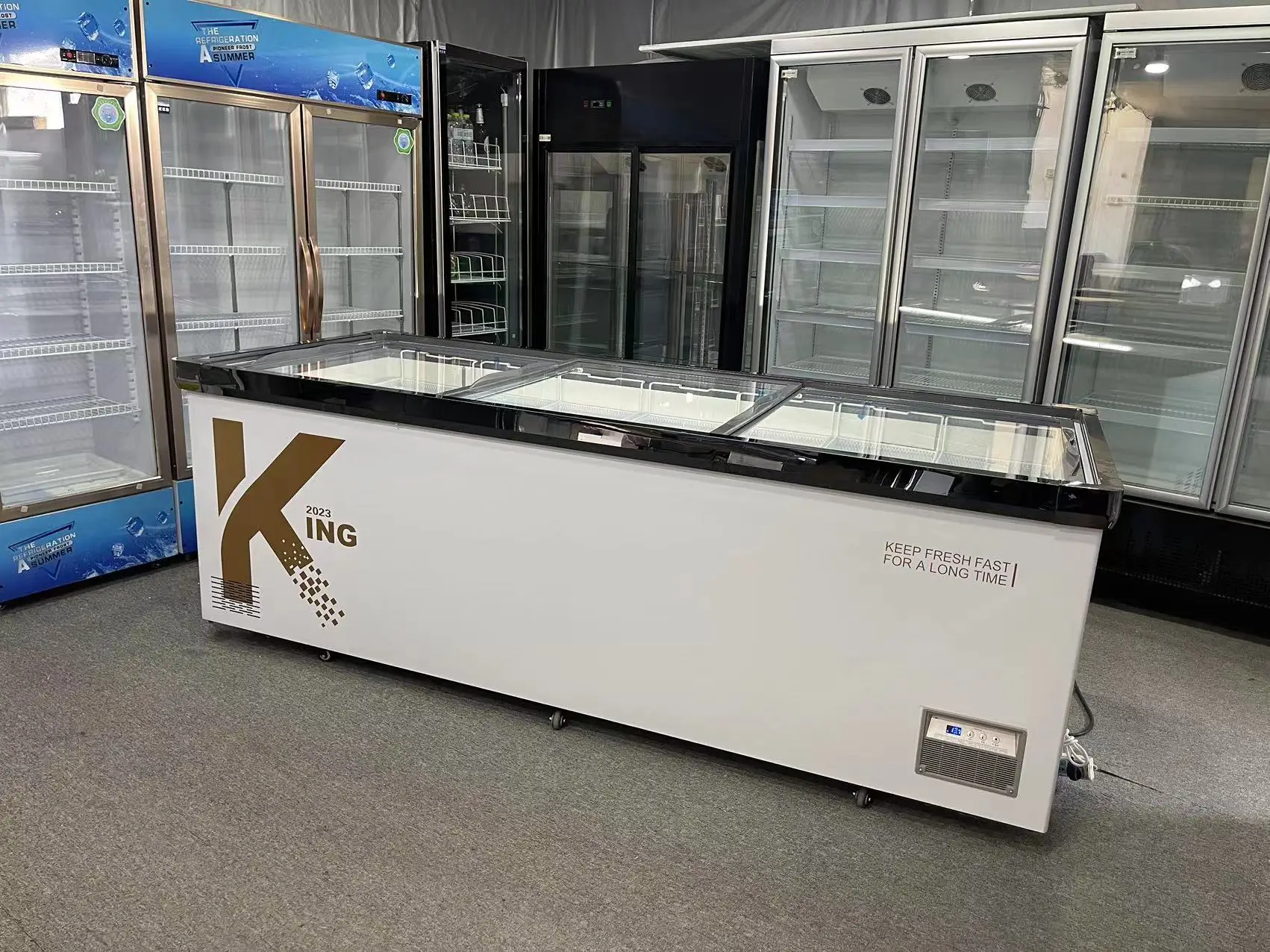 Large Capacity Deep Commercial Fridge Freezer Chest Freezer 2 Glass ...