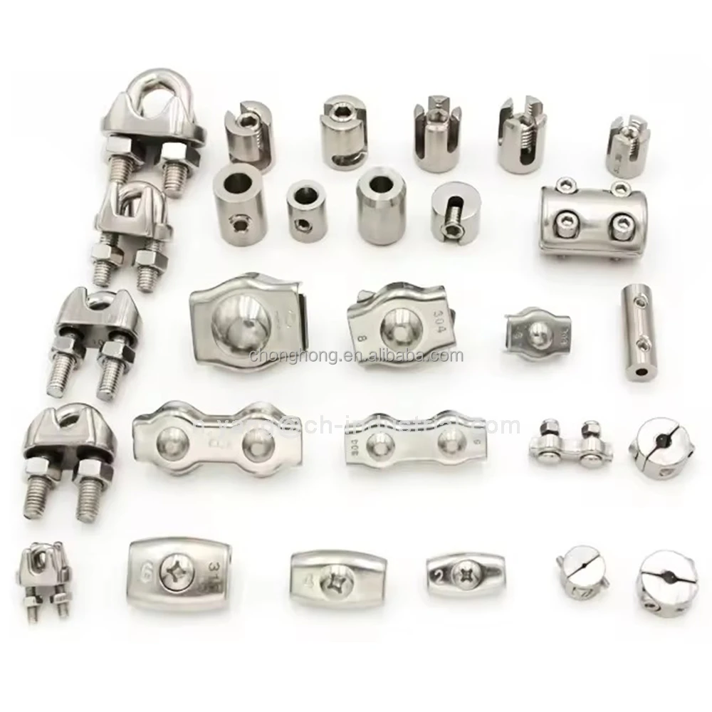 Stainless Steel 4.3MM Line Hole Rope Clamps Wire Cable Clip New Upgrade ...