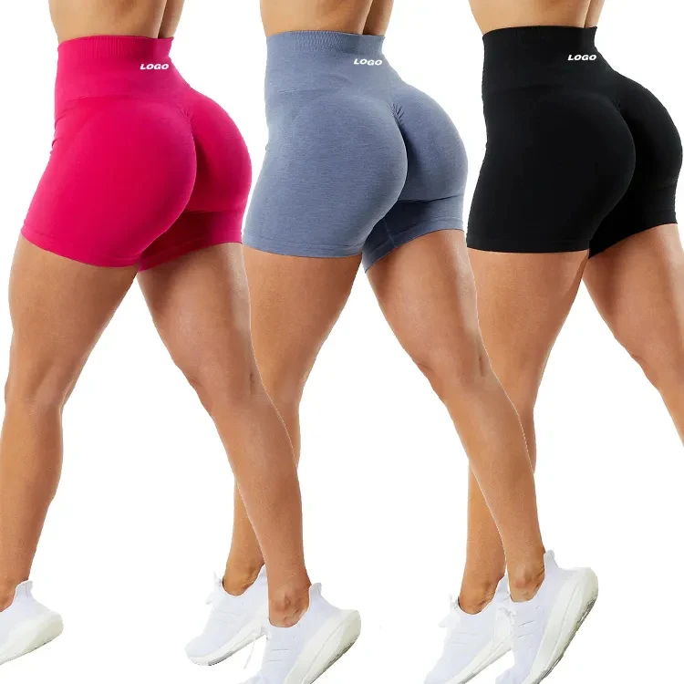 Women High Waist Seamless Pilates Shorts Lady Tight Scrunch Butt Gym ...