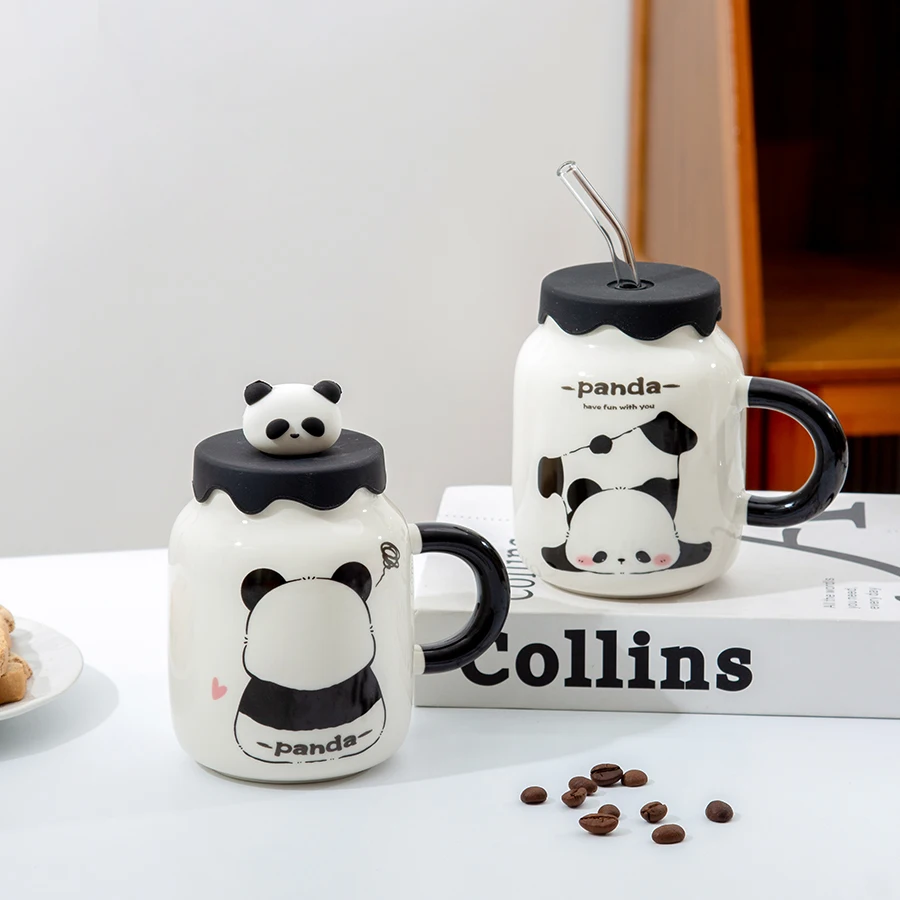 Creative Panda ceramic mug breakfast milk coffee mug cute cartoon ...