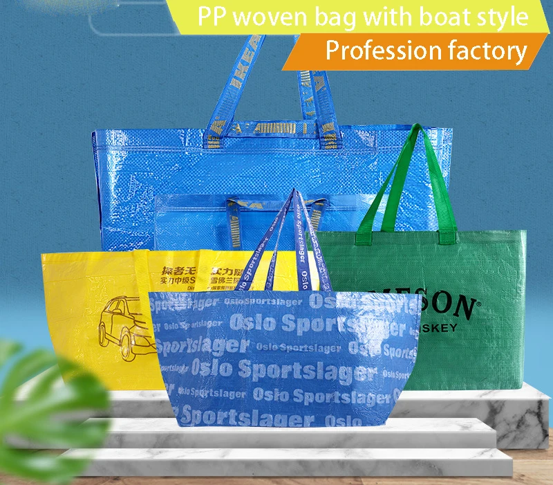 Customized Glossy Laminated Jumbo Boat Style Pp Woven Shopping Bag ...