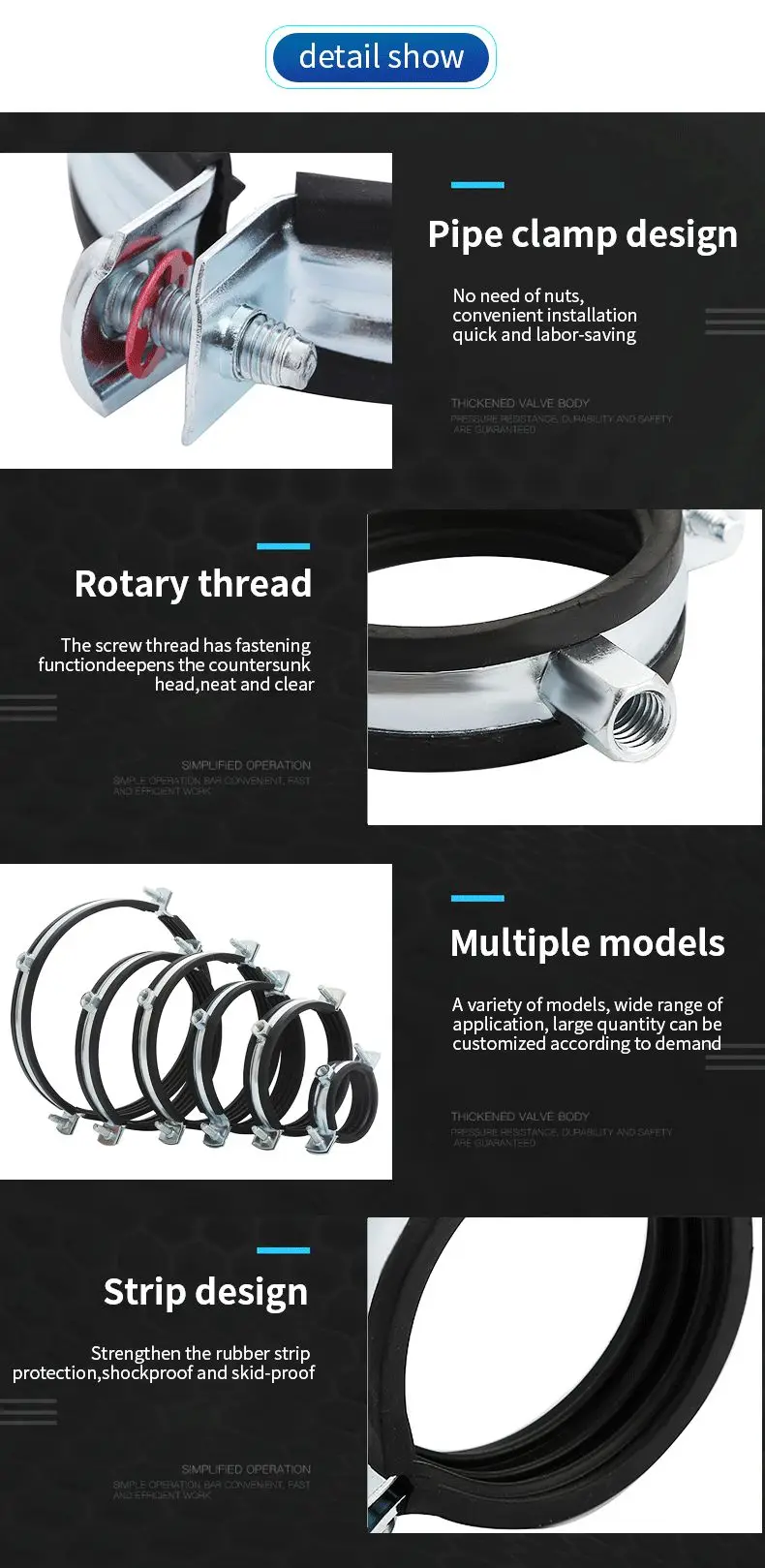 Pipe Clamp With Rubber Lined Quick Installation Pipe Clamps Strong ...
