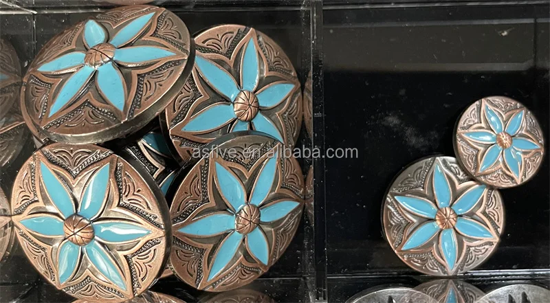 Custom Turquoise Conchos for Leather and Wallets