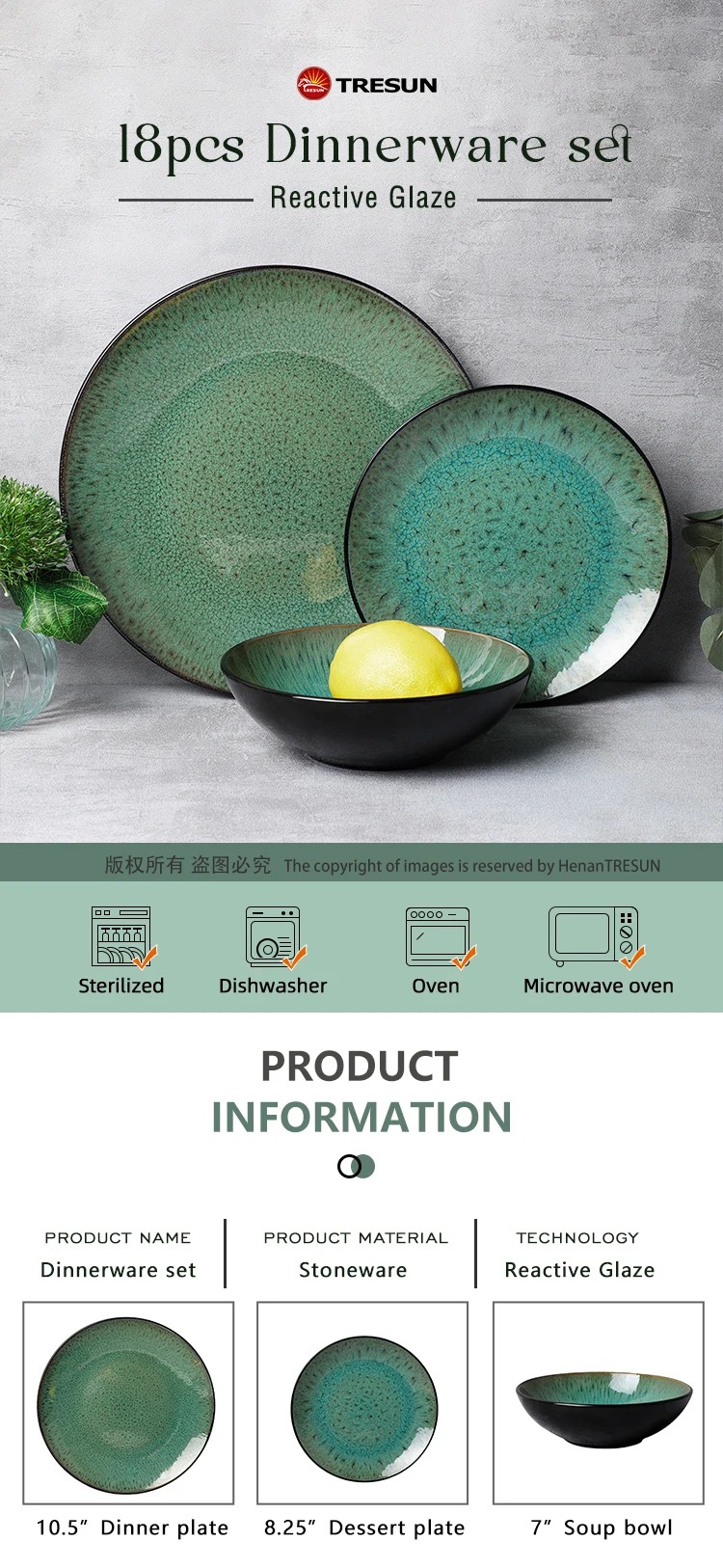 Luxury Dinnerware Set - 18 Pieces Reactive Glazed Stoneware